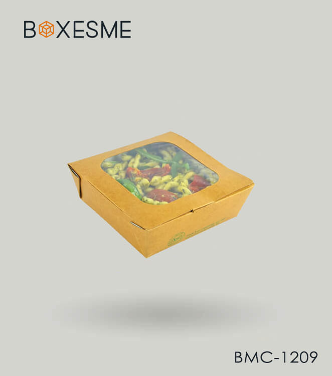 Custom Cardboard Salad Packaging Boxes with Window Die Cut
