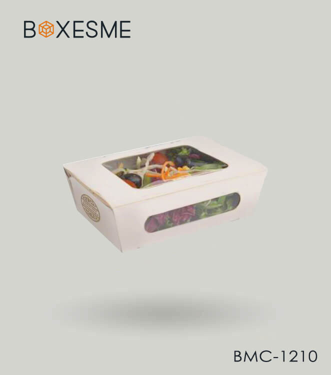 Custom Cardboard Salad Packaging Boxes with Window Die Cut